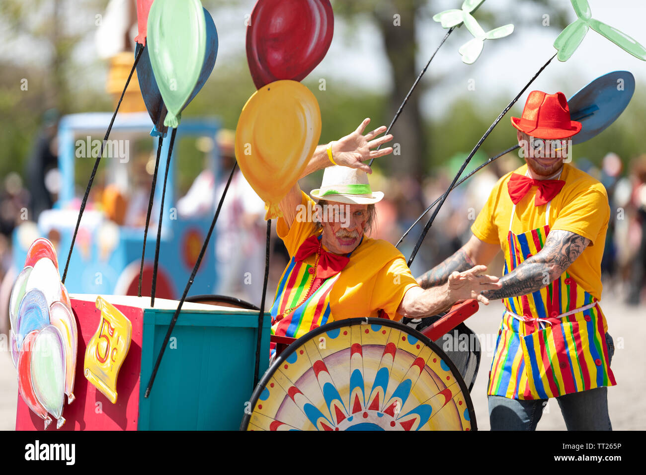 Cleveland, Ohio, USA - June 8, 2019: Parade the Circle, man riding on a ...