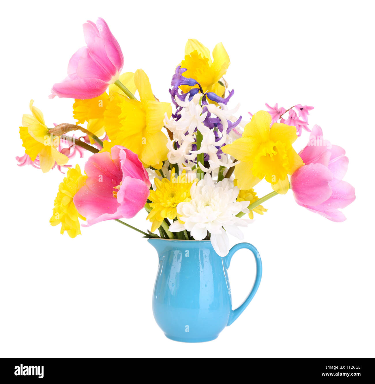 Beautiful flowers in vase isolated on white Stock Photo - Alamy