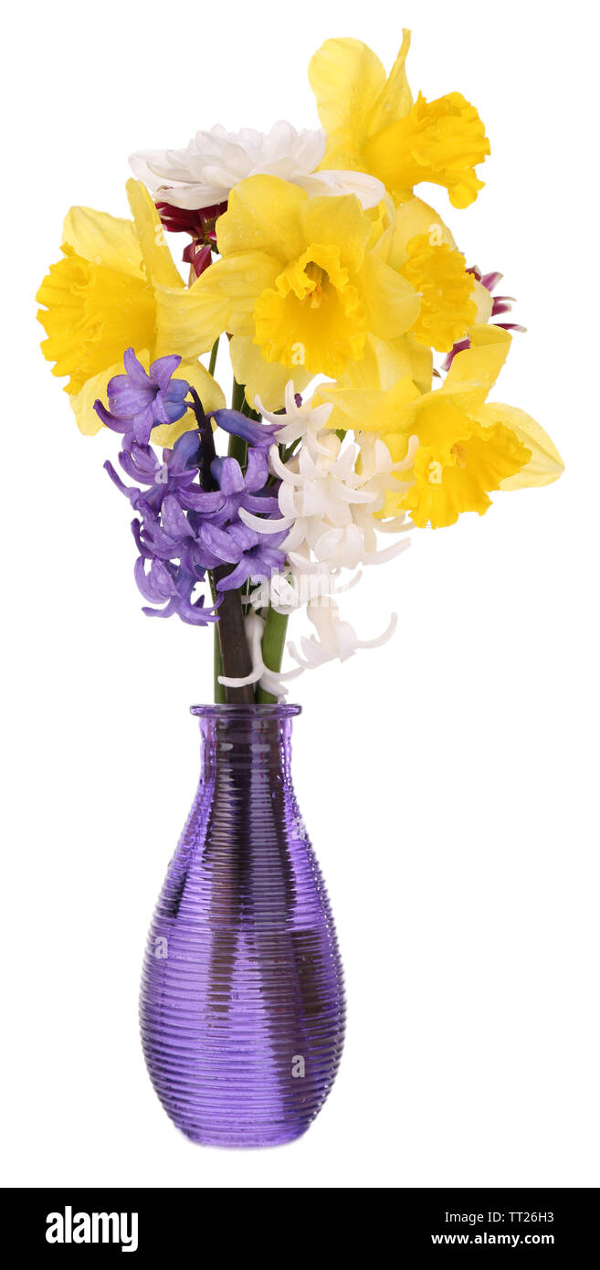 Beautiful flowers in vase isolated on white Stock Photo - Alamy