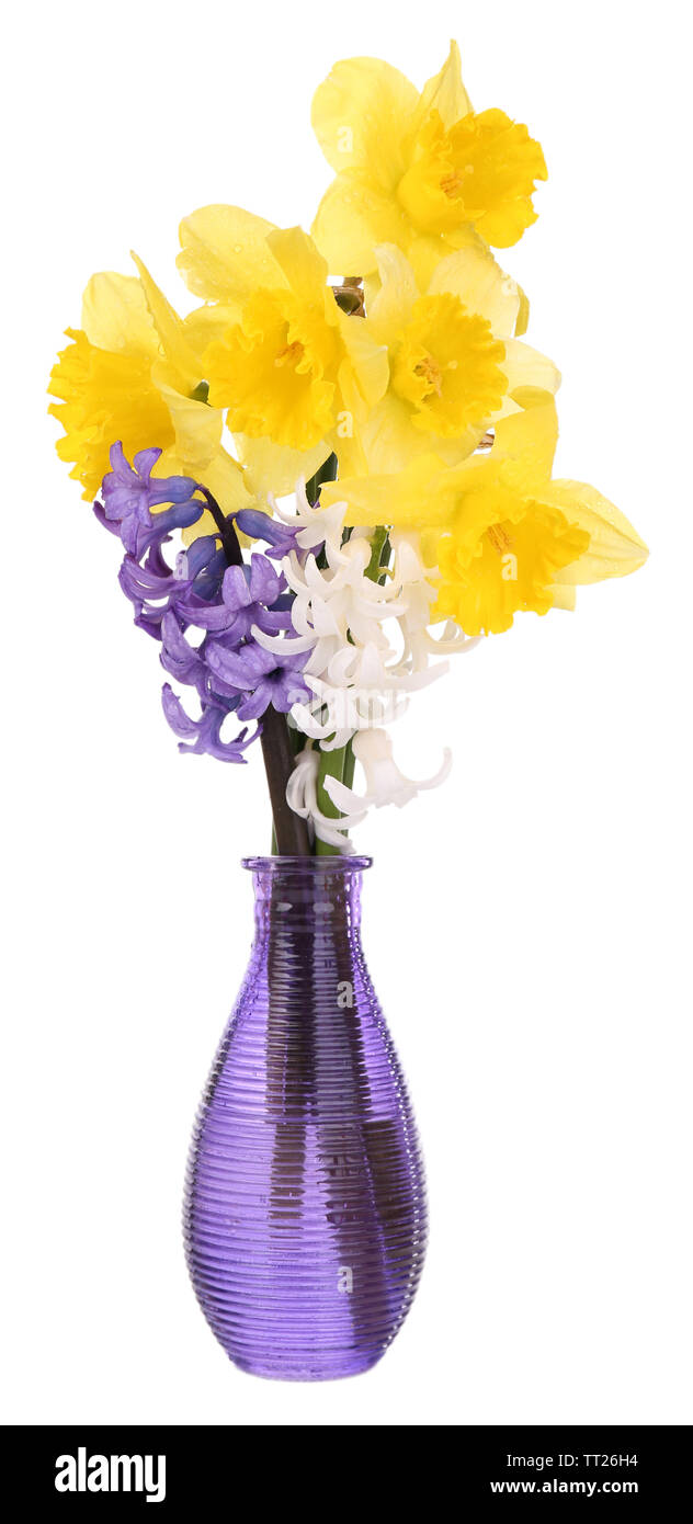 Beautiful flowers in vase isolated on white Stock Photo - Alamy