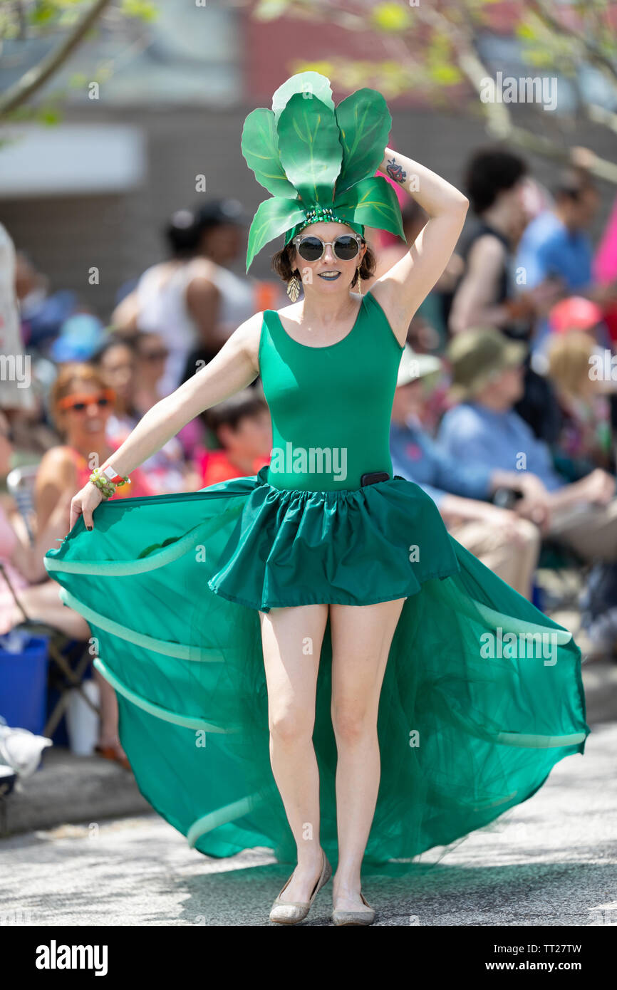 Cleveland, Ohio, USA - June 8, 2019: Parade the Circle, woman dress up ...