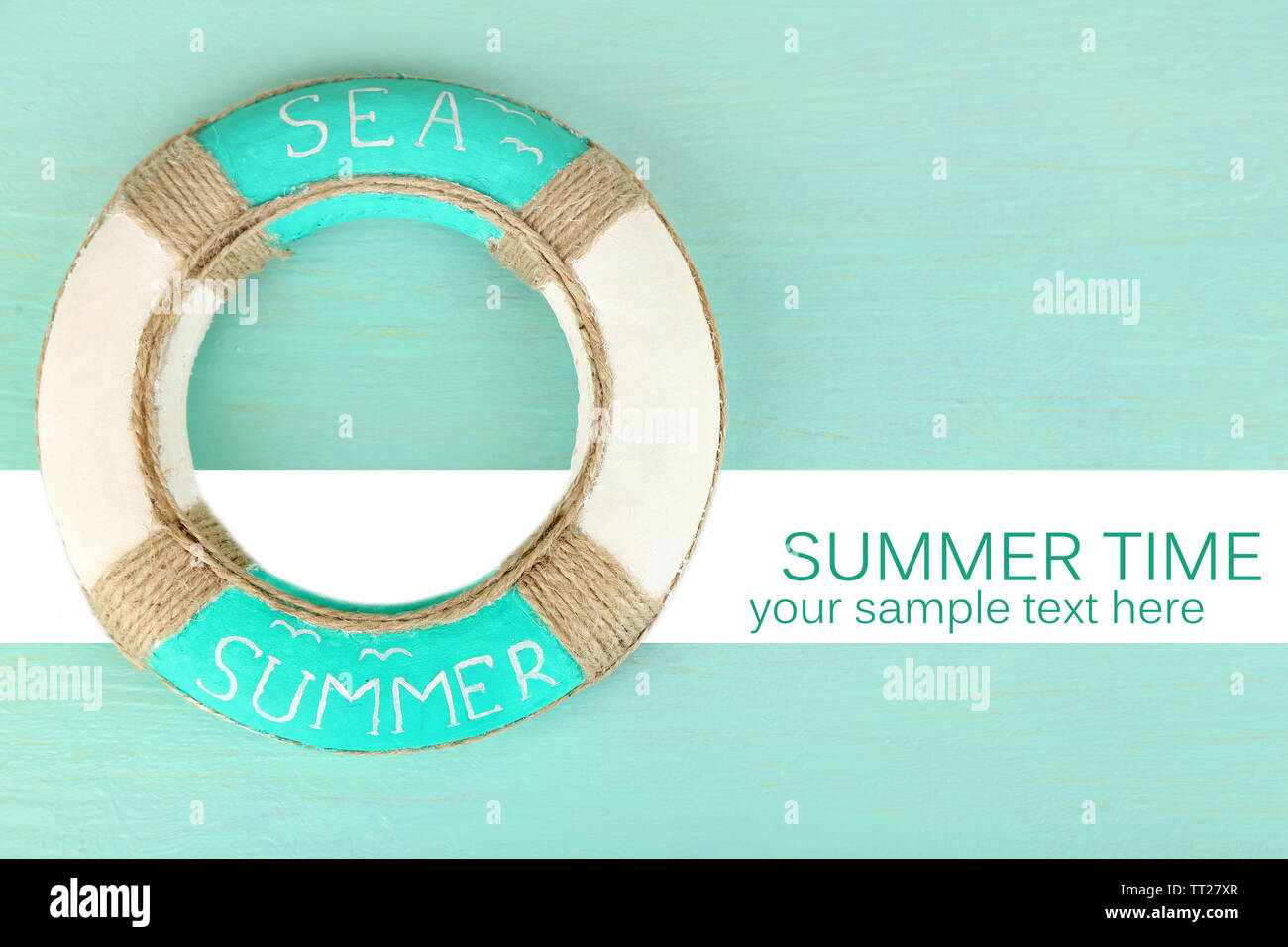 Lifebuoy on blue background Stock Photo - Alamy