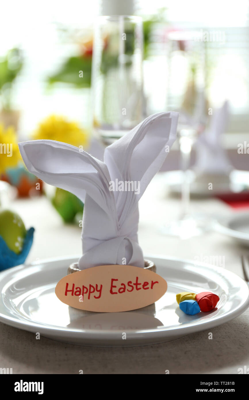 Beautiful holiday Easter table setting Stock Photo - Alamy