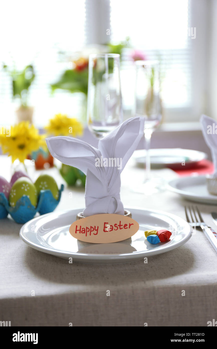 Beautiful holiday Easter table setting Stock Photo - Alamy
