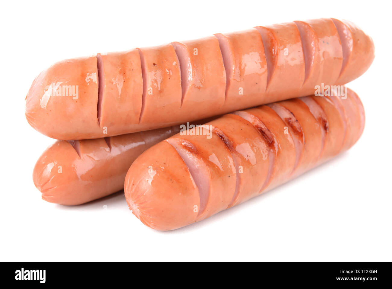 Grilled sausage isolated on white Stock Photo - Alamy
