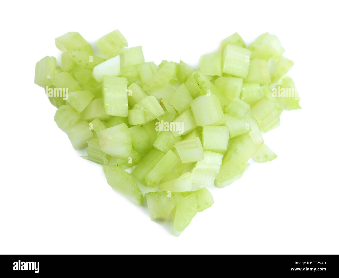 Heart shape of chopped celery, isolated on white Stock Photo - Alamy