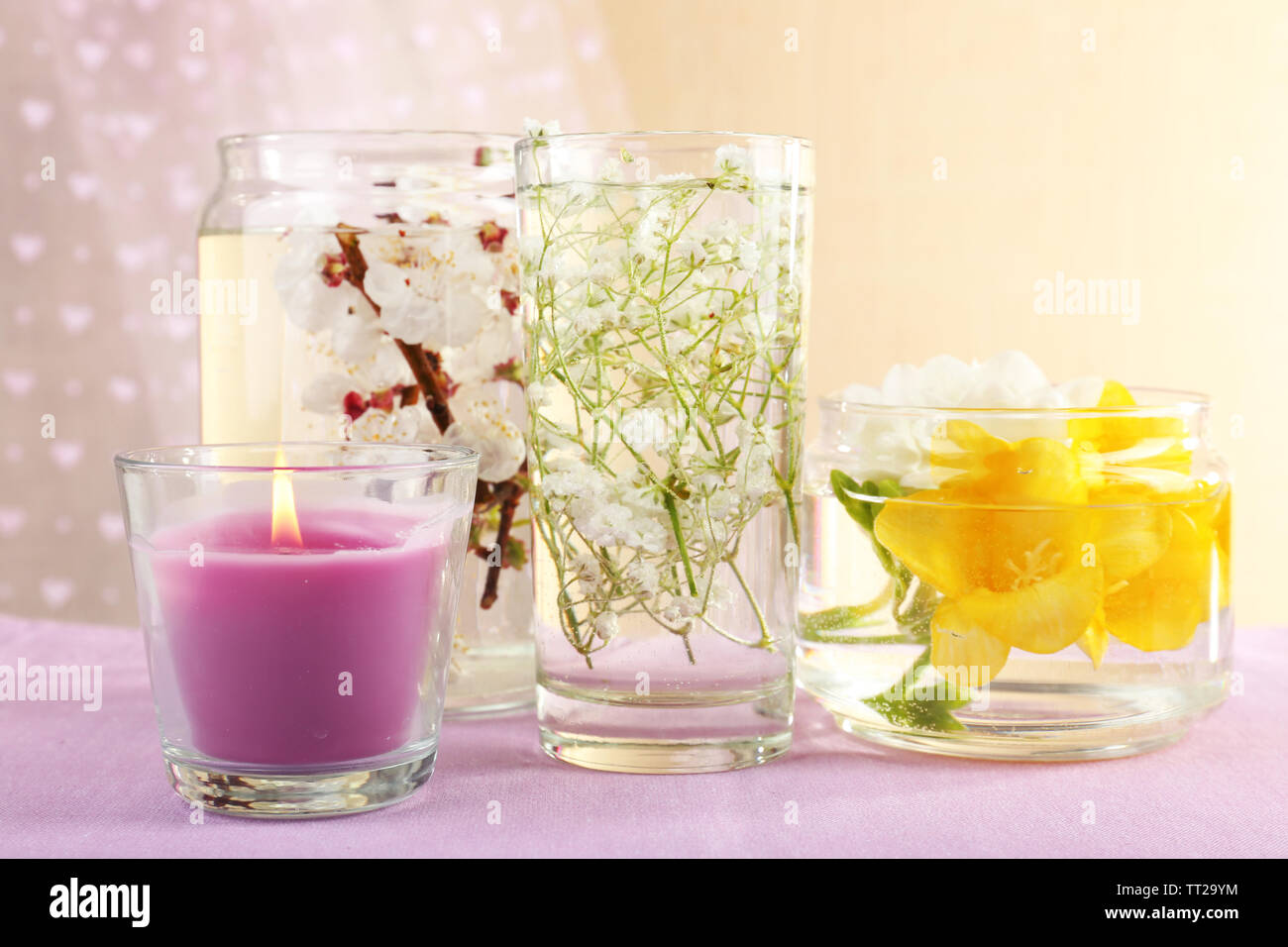 Spring flowers submerged in water close up Stock Photo - Alamy