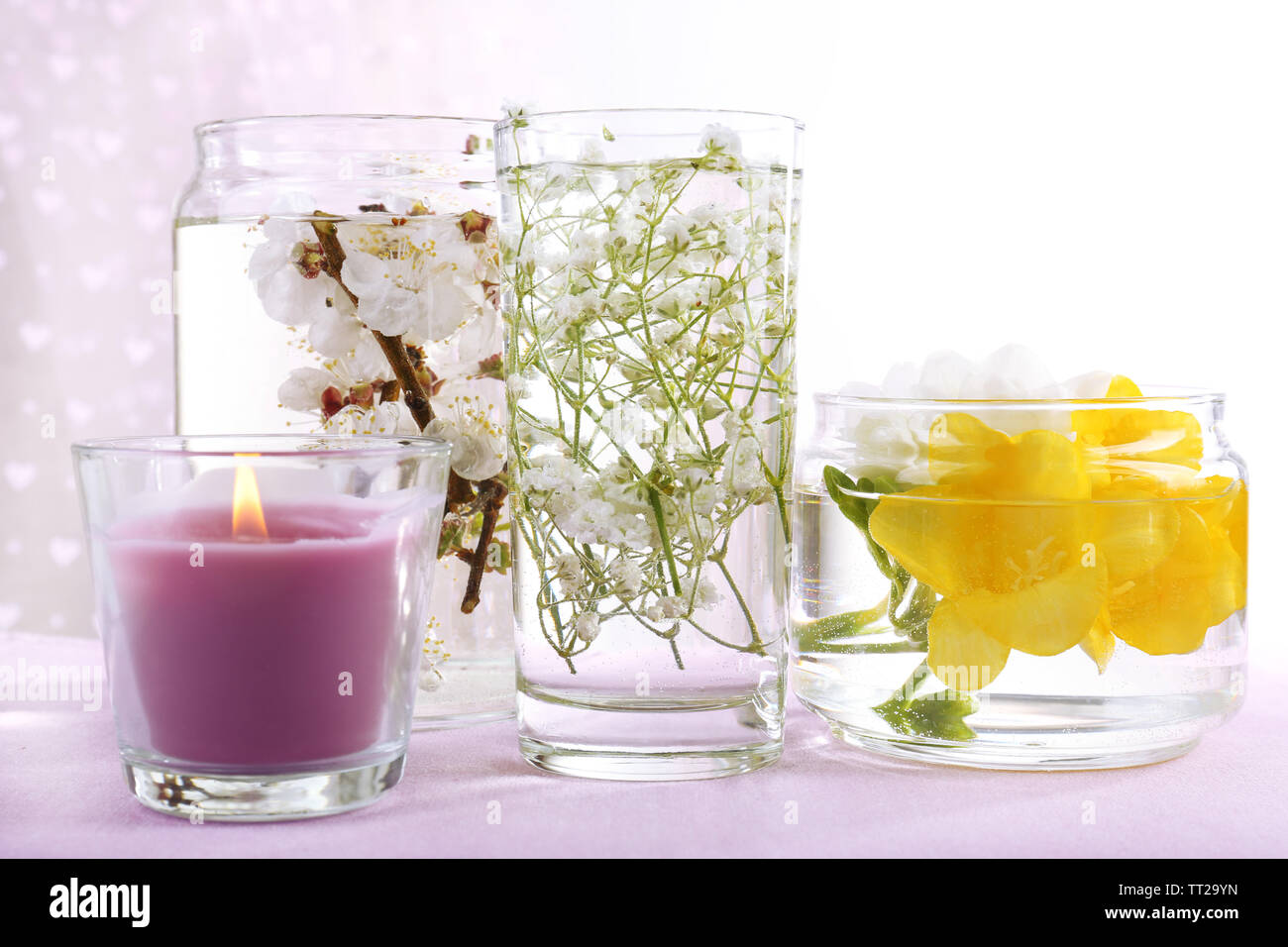 Spring flowers submerged in water close up Stock Photo - Alamy