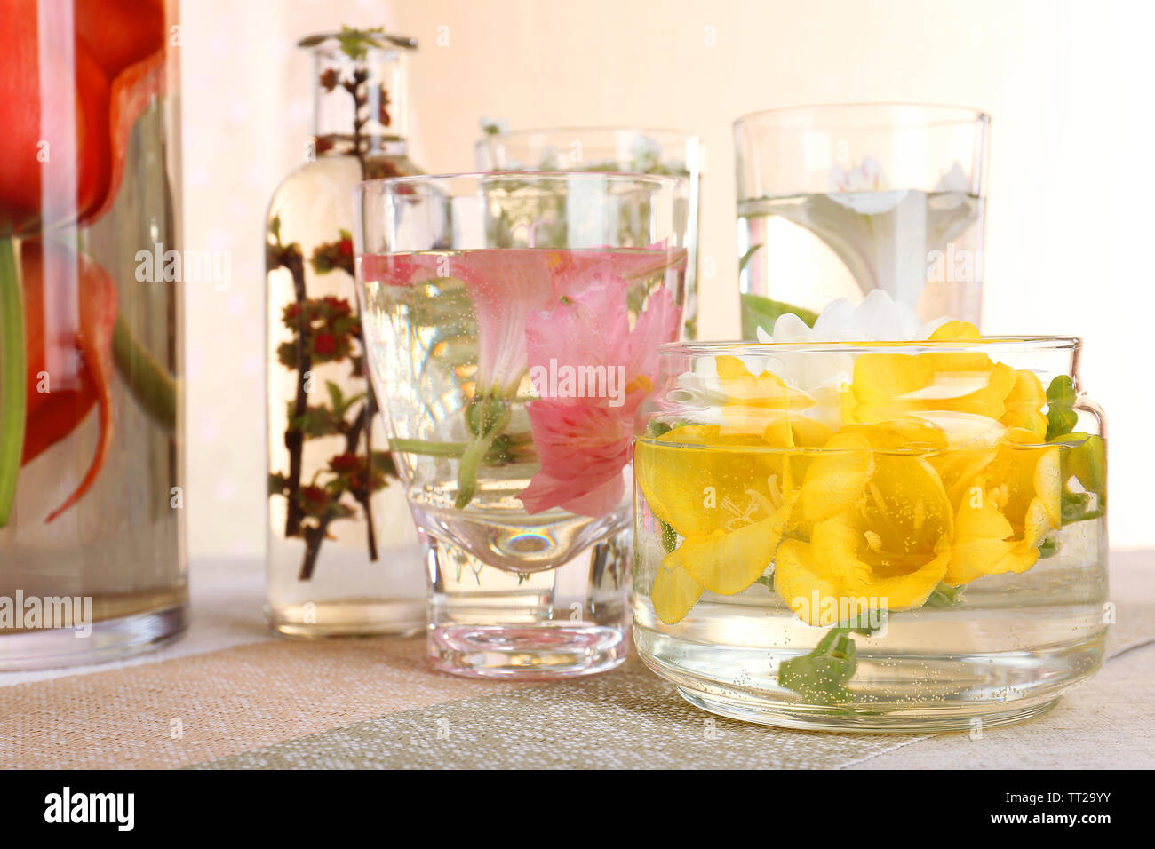 Spring flowers submerged in water close up Stock Photo - Alamy