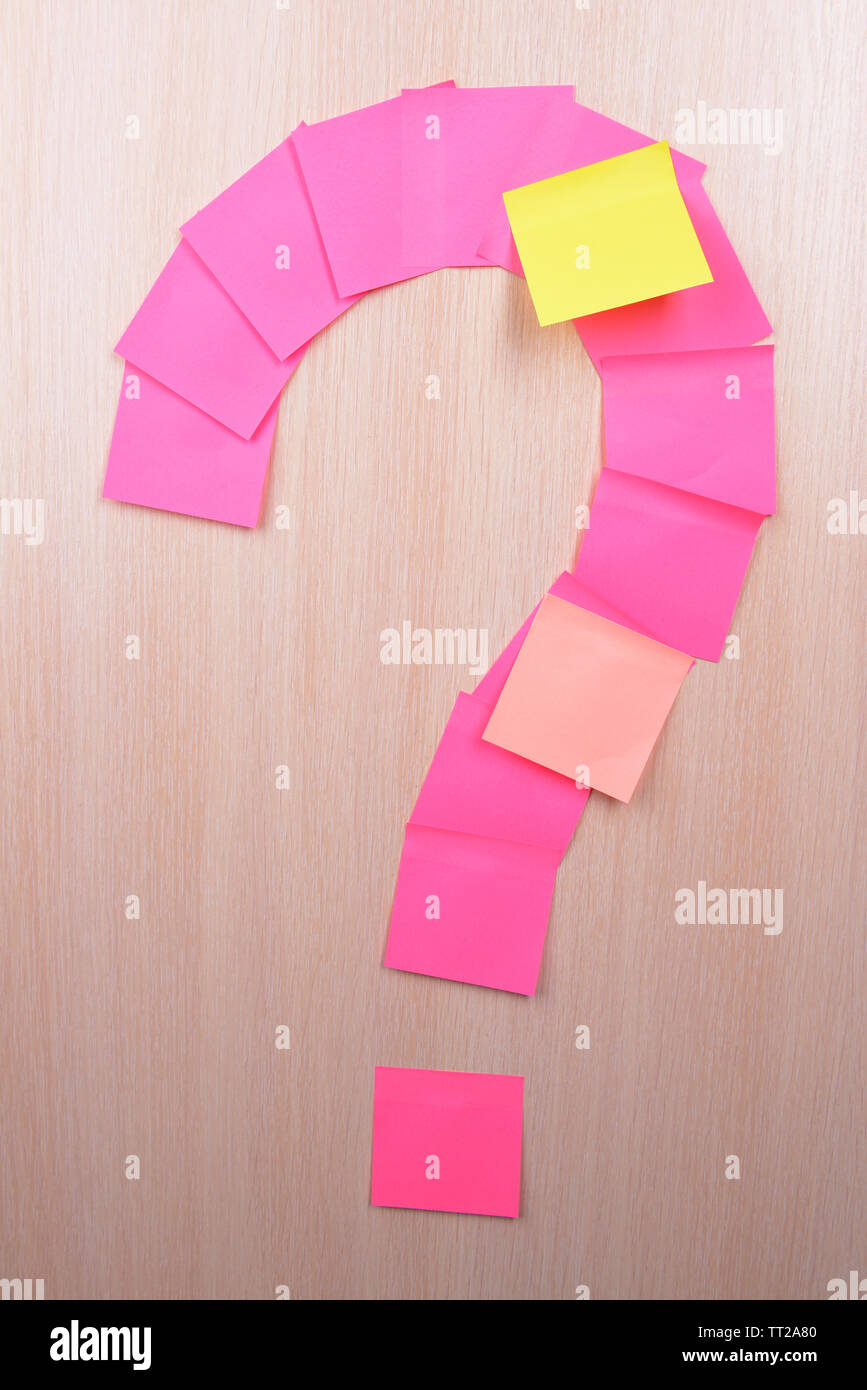 Question mark made of adhesive note close-up Stock Photo - Alamy