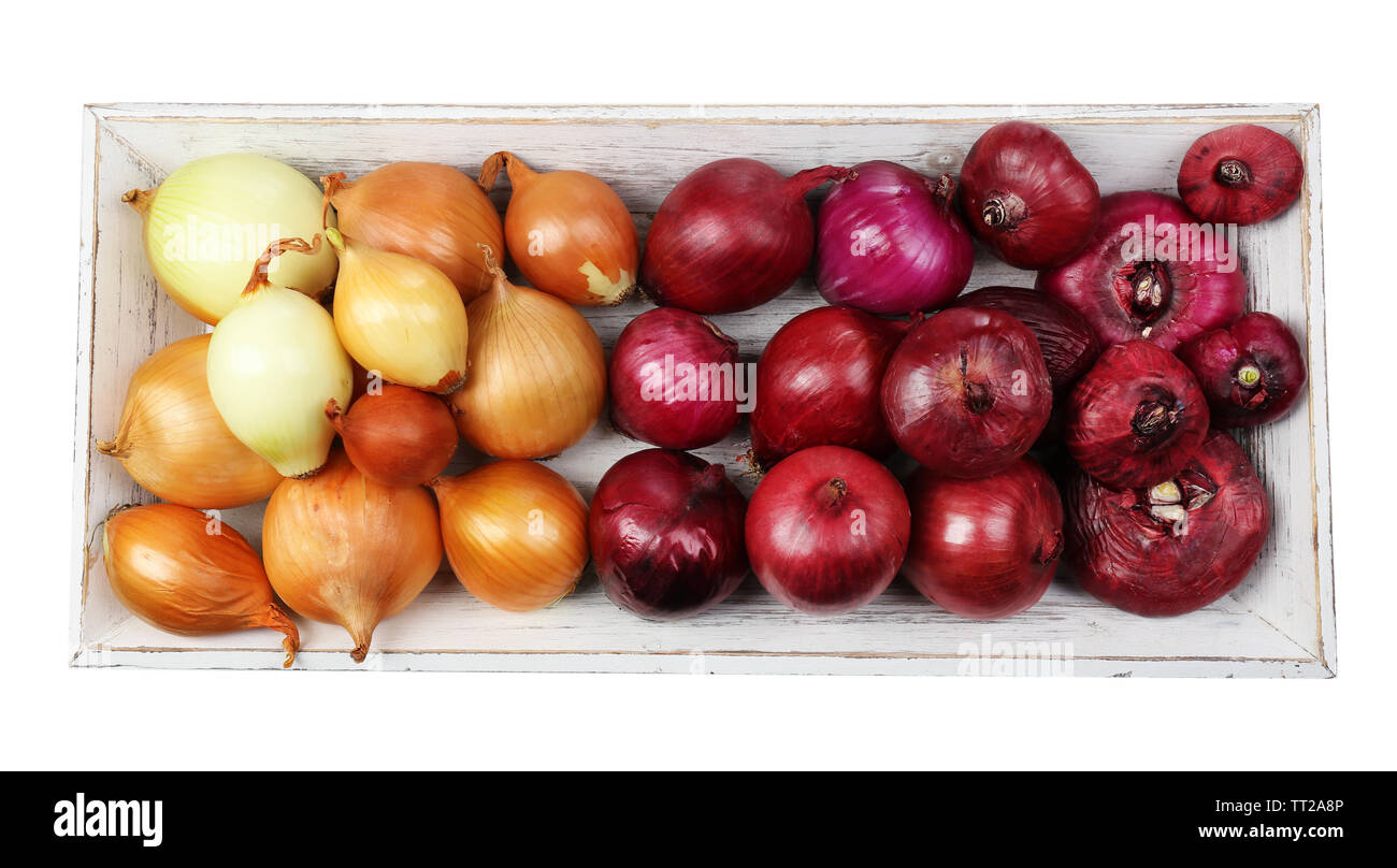Different raw onion, isolated on white Stock Photo - Alamy