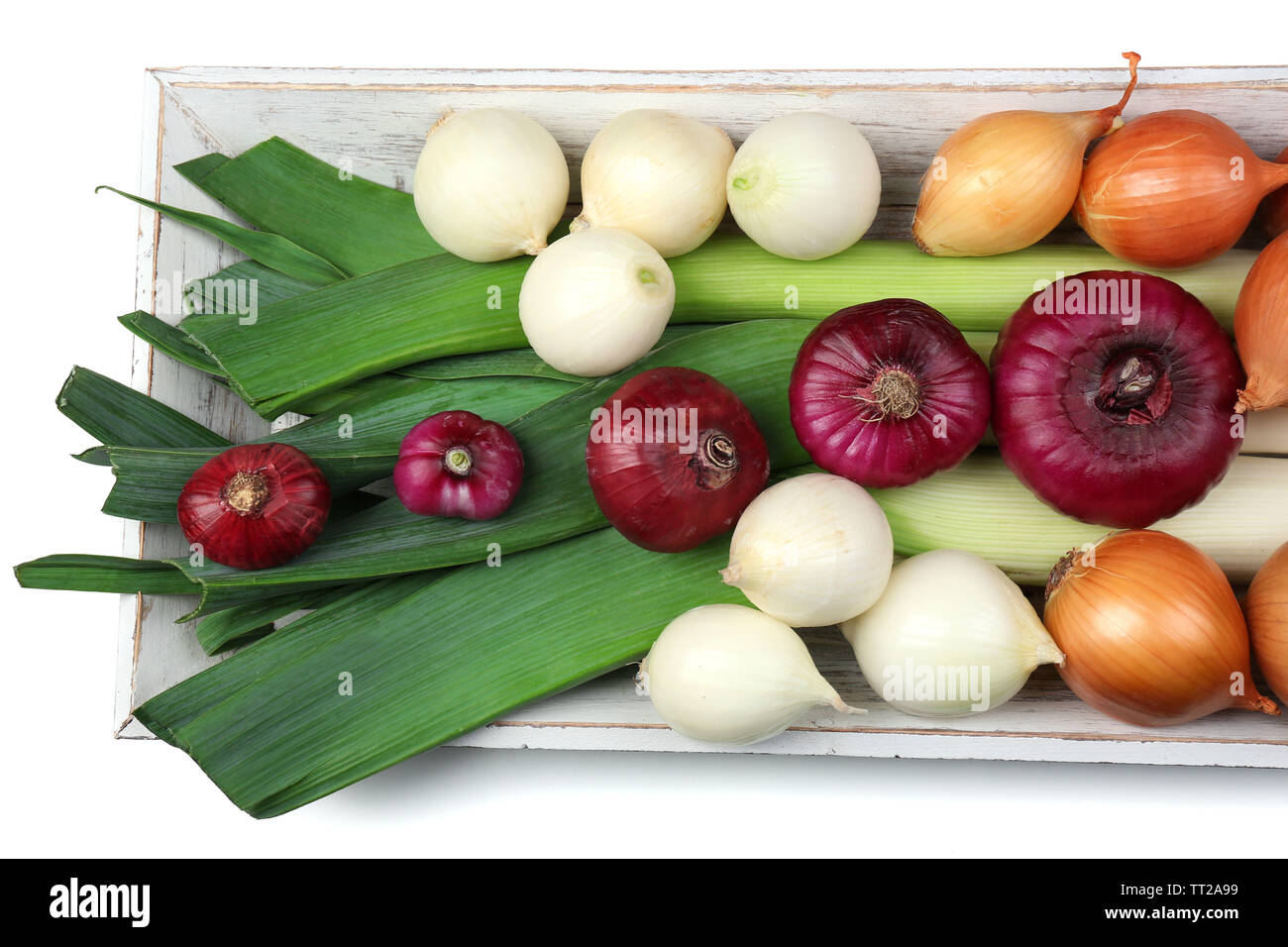Different raw onion, isolated on white Stock Photo - Alamy