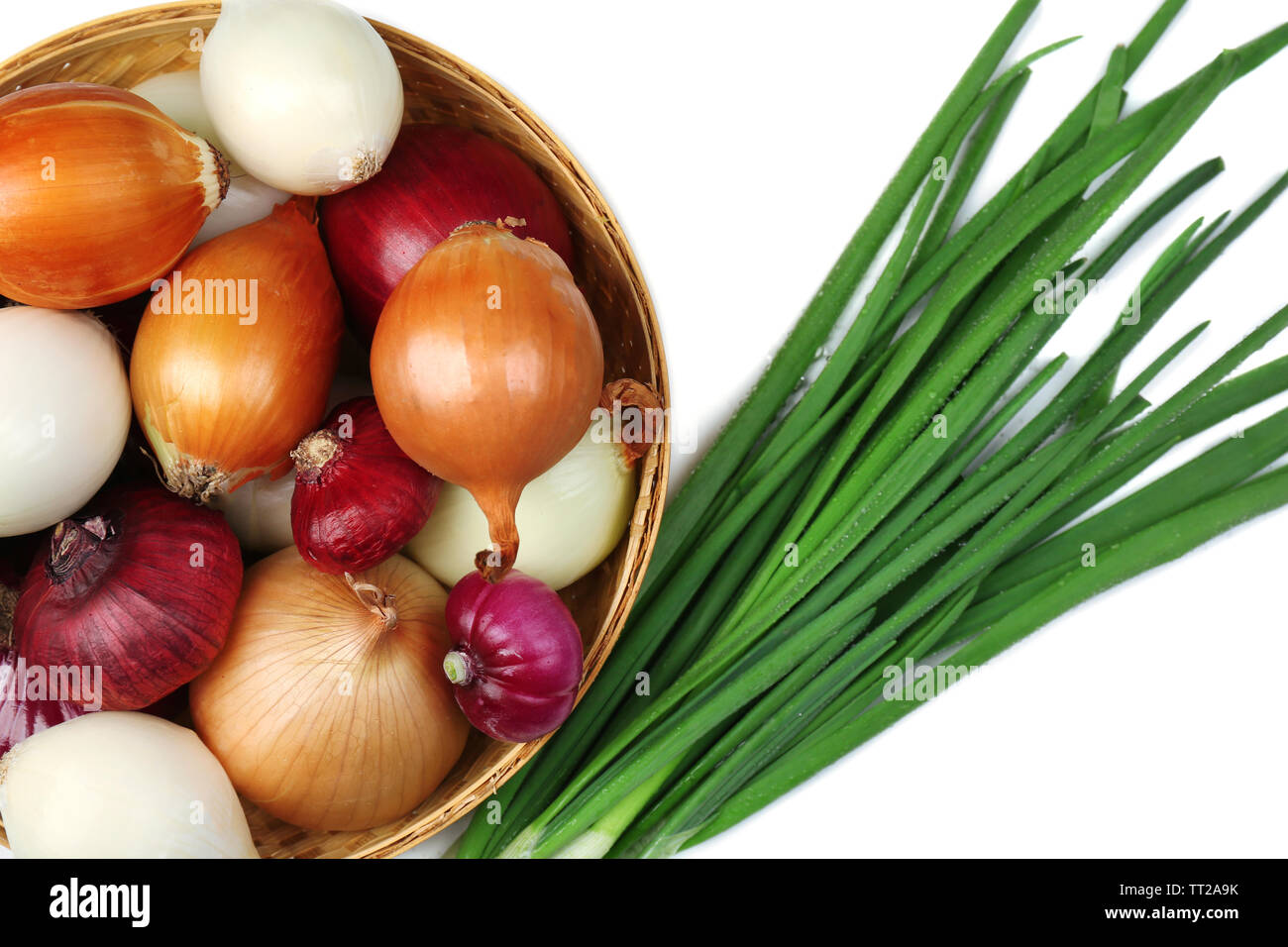 Different raw onion, isolated on white Stock Photo - Alamy