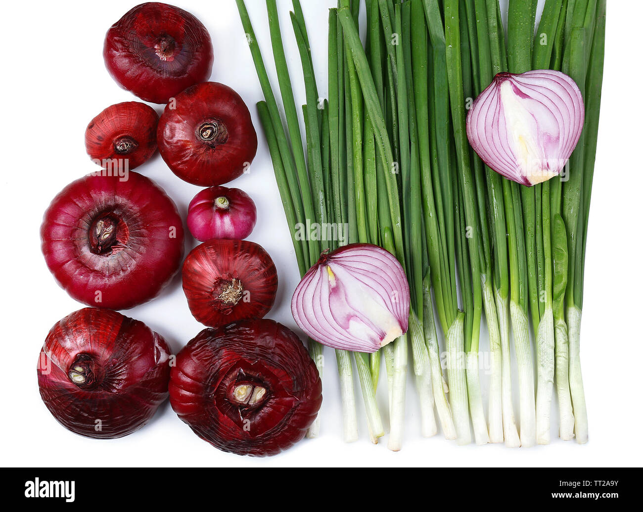 Different raw onion, isolated on white Stock Photo - Alamy