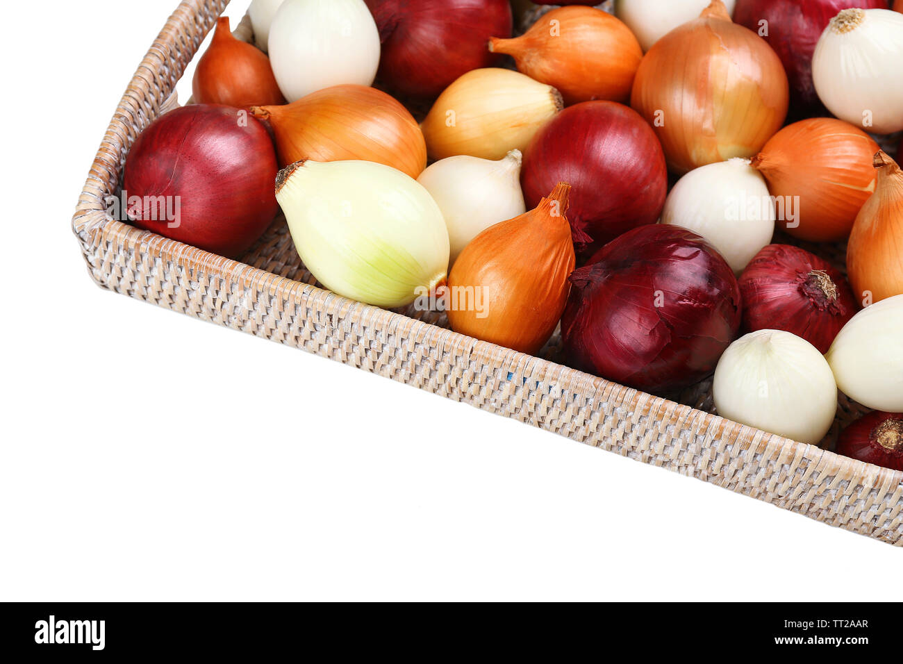 Different raw onion, isolated on white Stock Photo - Alamy