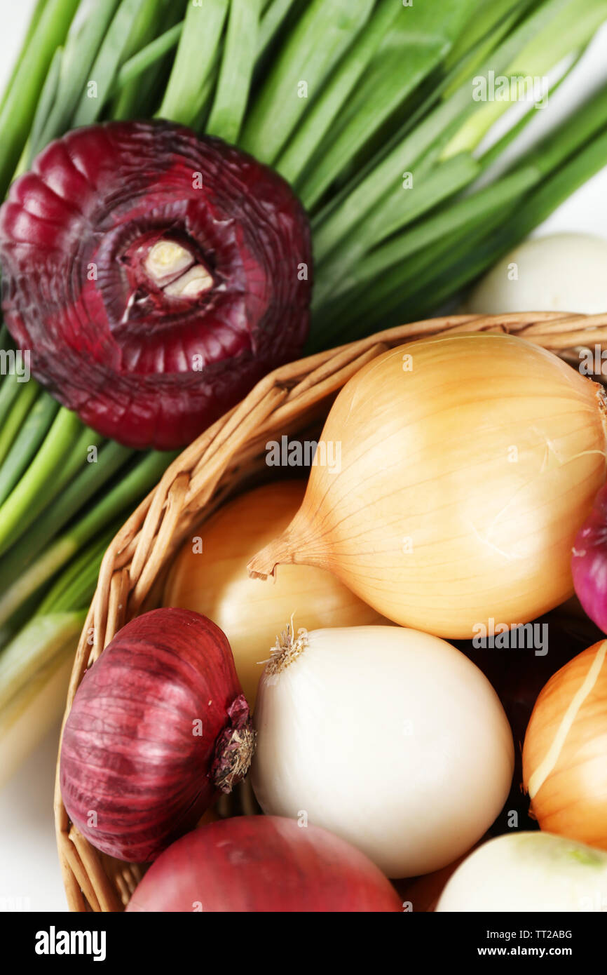 Different raw onion, close up Stock Photo - Alamy