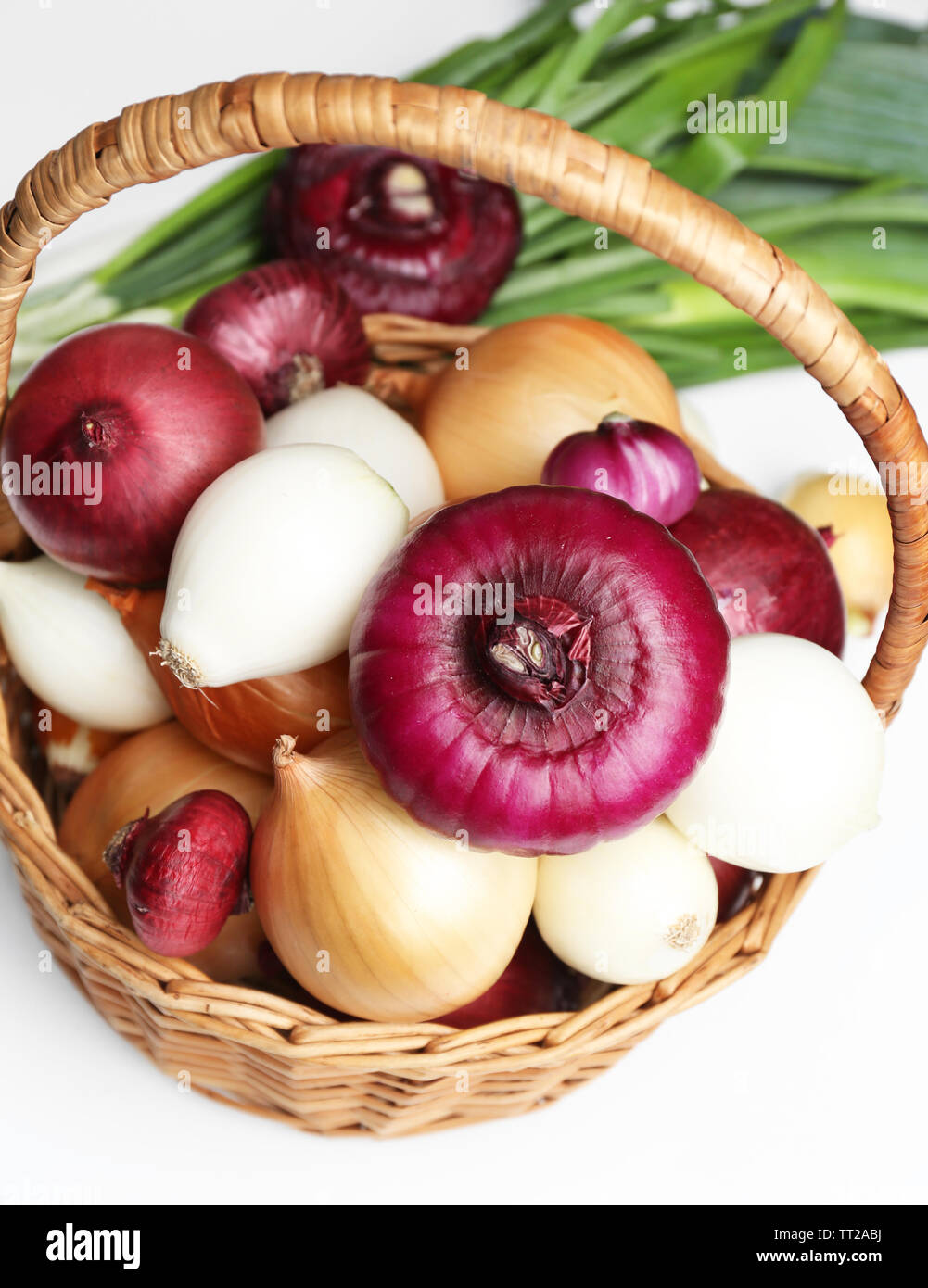 Different raw onion, isolated on white Stock Photo - Alamy
