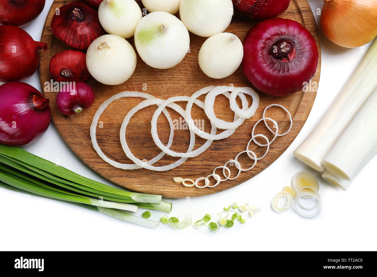 Different raw onion, isolated on white Stock Photo - Alamy