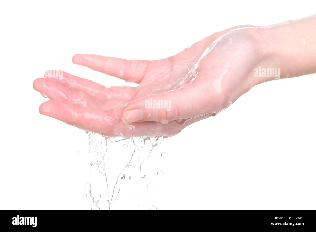 Human hand with water splashing on them isolated on white Stock Photo ...