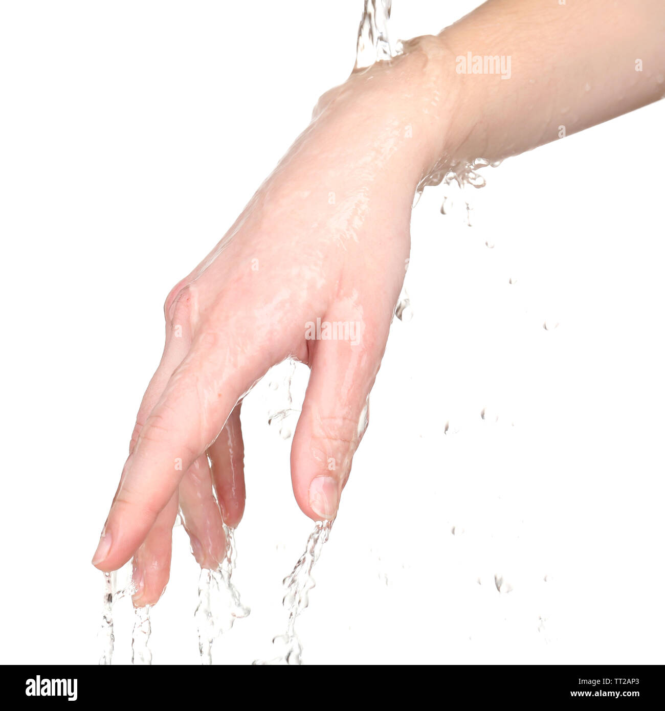 Human hand with water splashing on them isolated on white Stock Photo ...