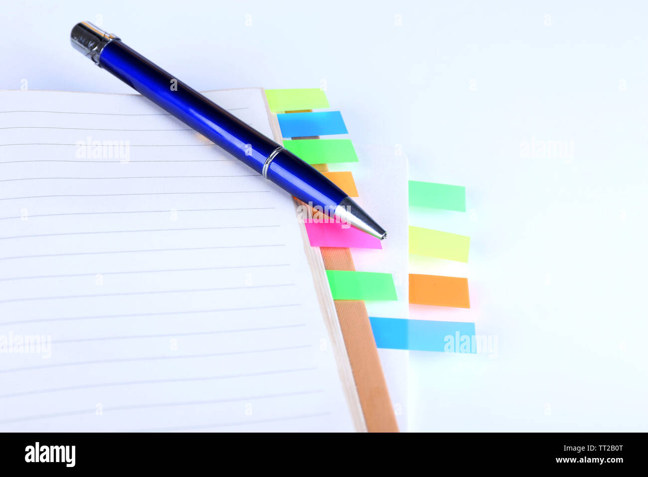 Notebook, pen, and stickers isolated on white Stock Photo - Alamy