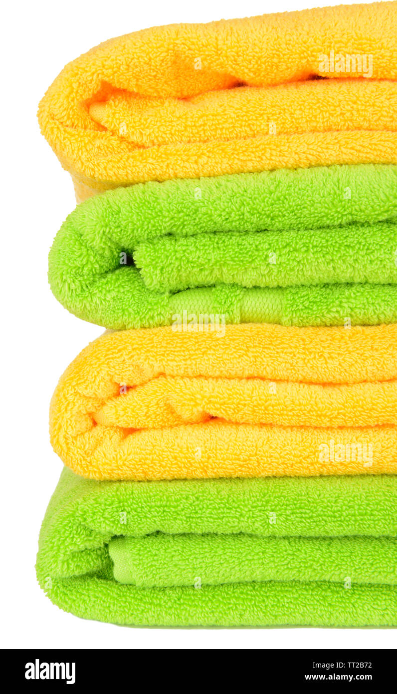Bright towels isolated on white Stock Photo - Alamy