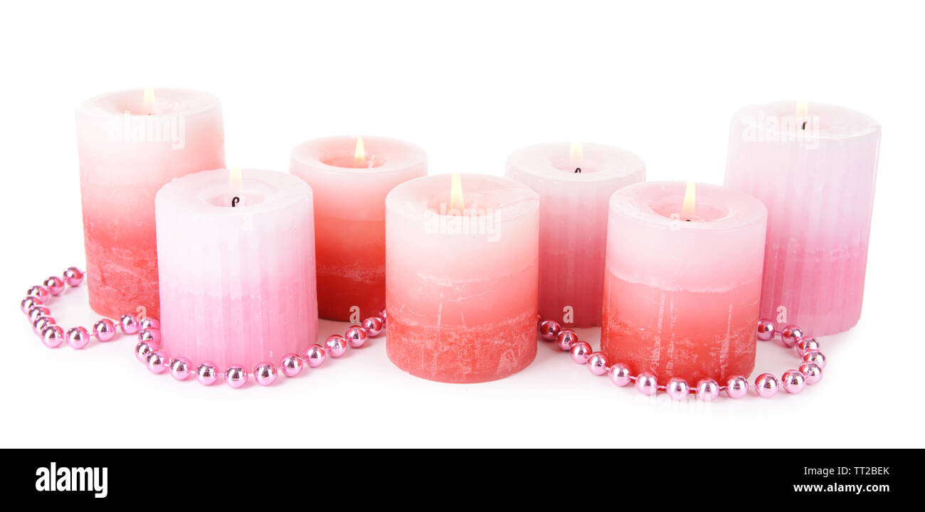 Beautiful candles isolated on white Stock Photo - Alamy