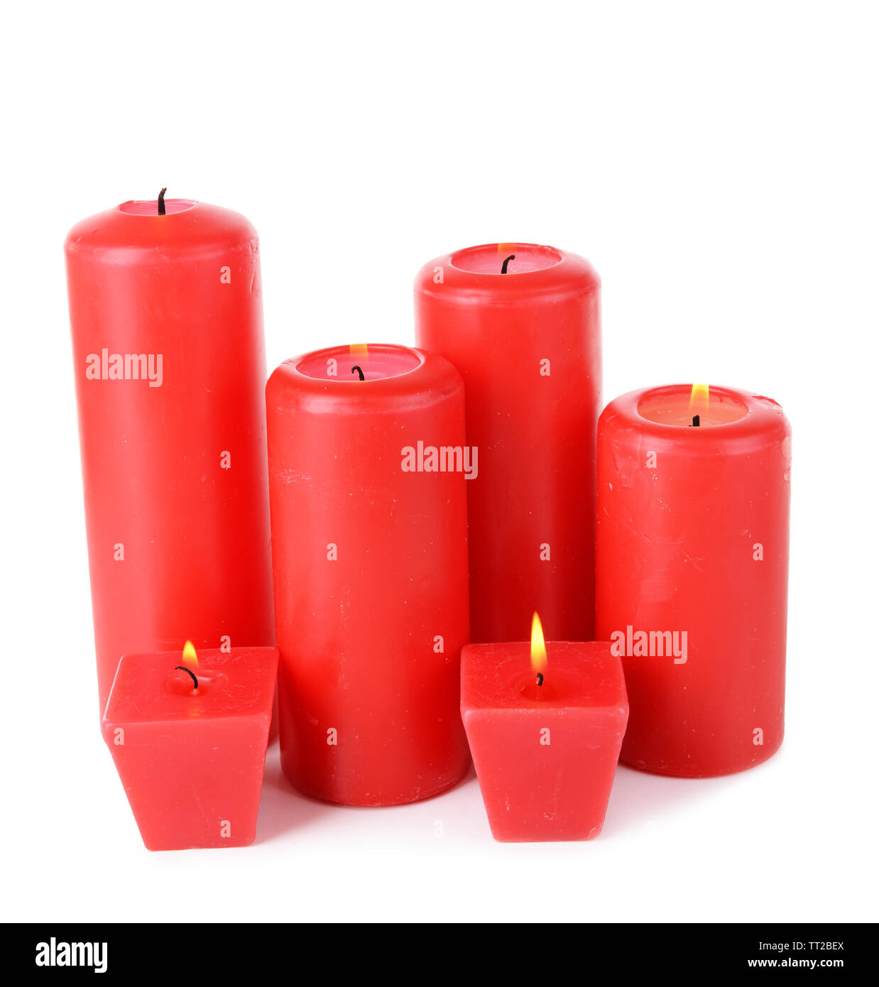 Beautiful candles isolated on white Stock Photo - Alamy