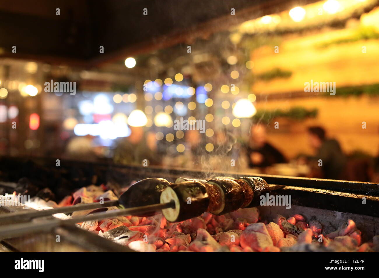 eggplant shish kebab fireside barbeque Stock Photo - Alamy