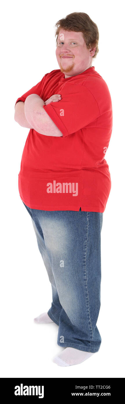 Fat man isolated on white Stock Photo - Alamy