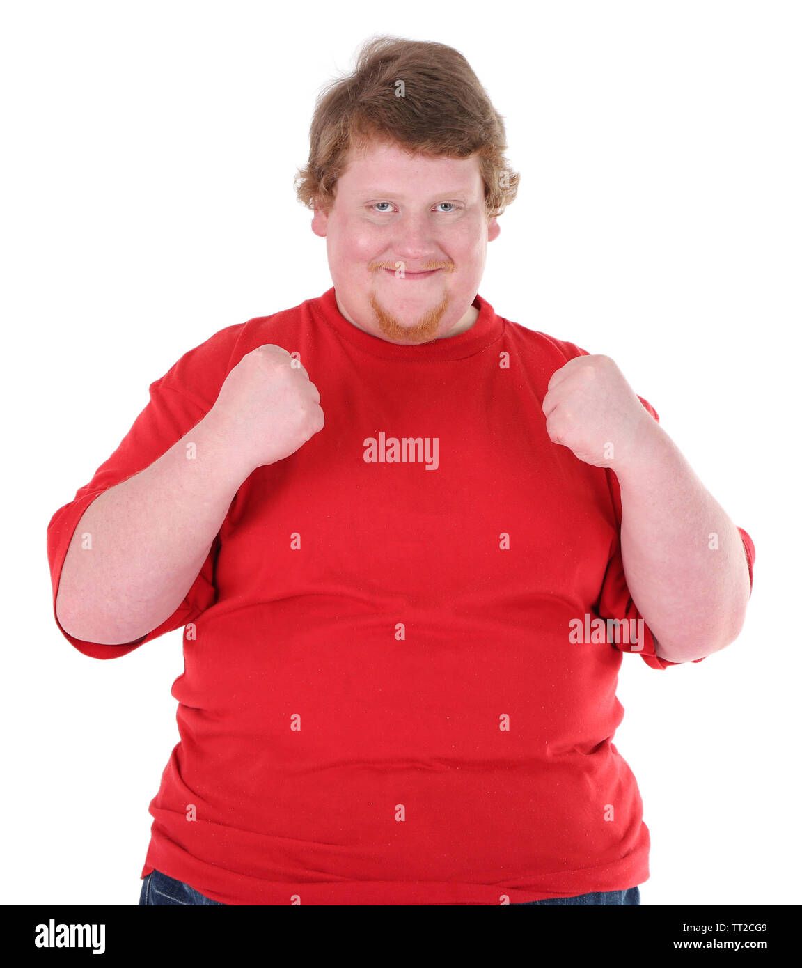 Fat man isolated on white Stock Photo - Alamy
