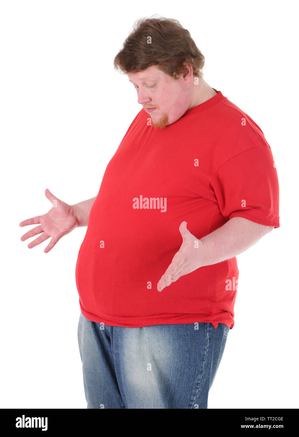 Fat man isolated on white Stock Photo - Alamy