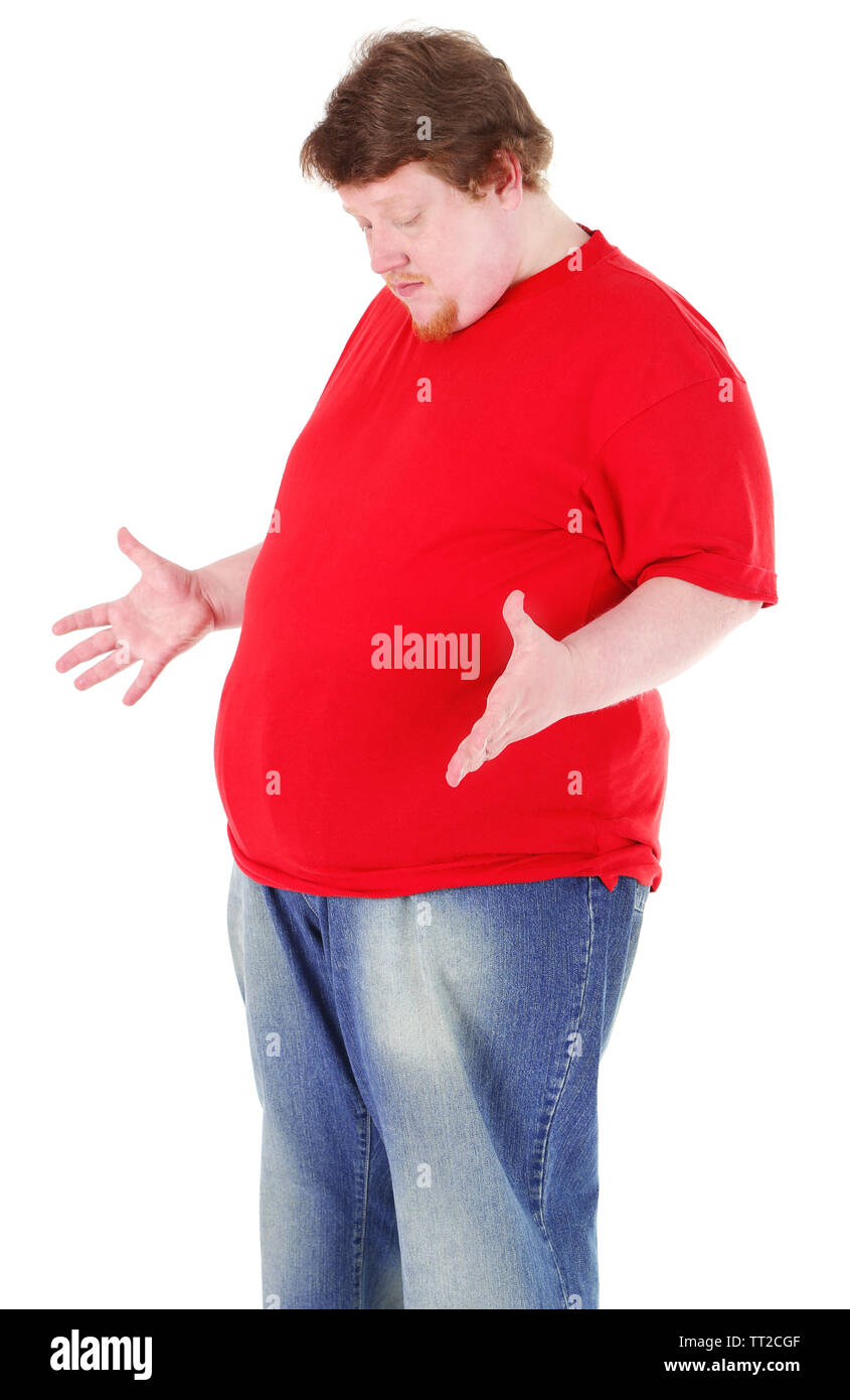 Fat man isolated on white Stock Photo - Alamy