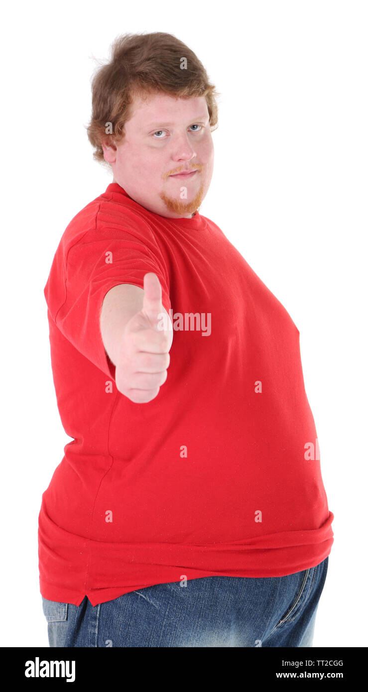 Fat man isolated on white Stock Photo - Alamy