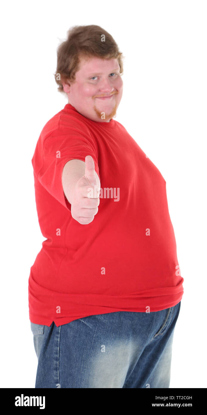 Fat man isolated on white Stock Photo - Alamy