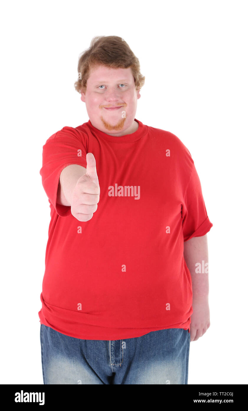 Fat man isolated on white Stock Photo - Alamy