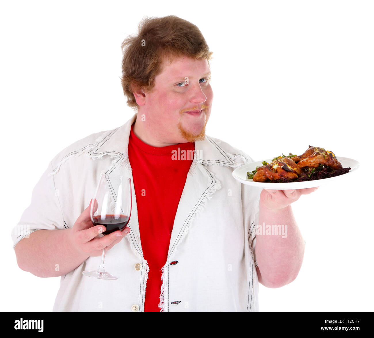 Fat Guy Eating Chicken