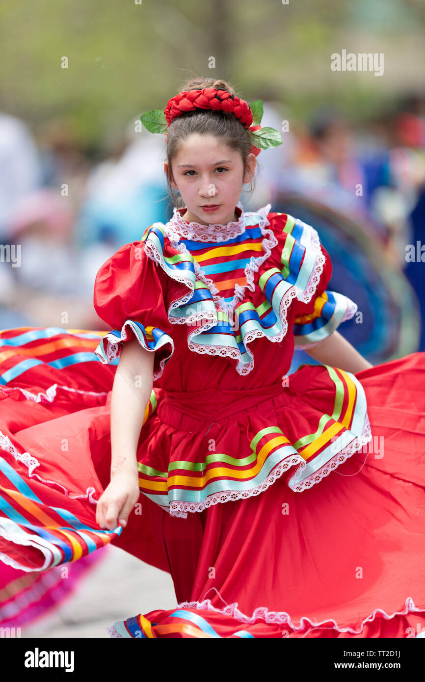 Cleveland, Ohio, USA - June 8, 2019: Parade the Circle, young woman ...
