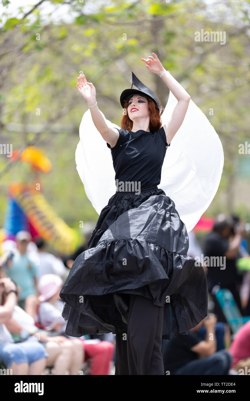 Cleveland, Ohio, USA - June 8, 2019: Parade the Circle, redhead woman ...