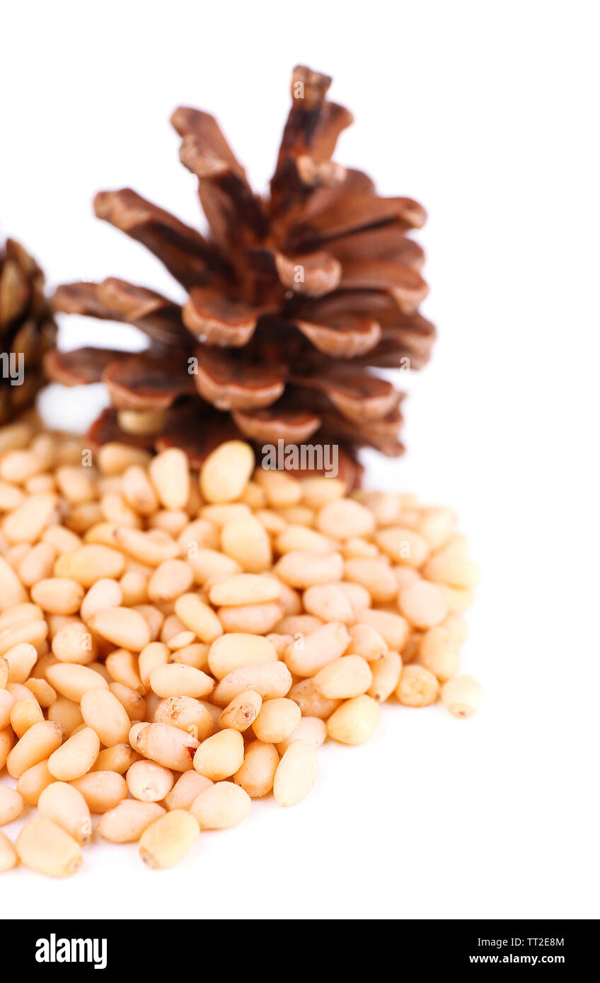 Cedar pine nuts isolated on white Stock Photo - Alamy