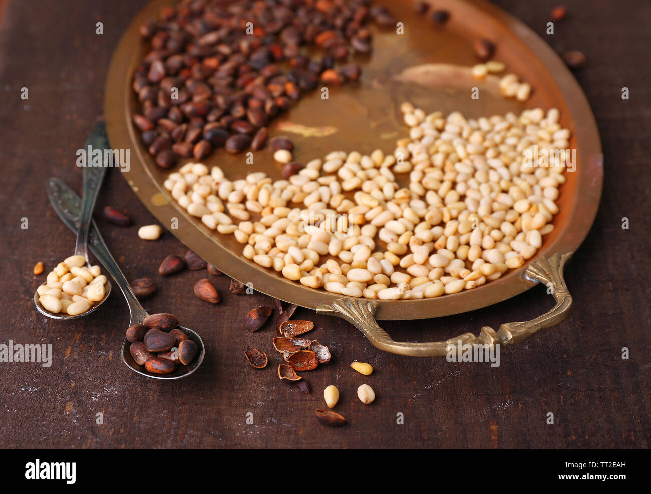 Nuts on old tray hi-res stock photography and images - Alamy