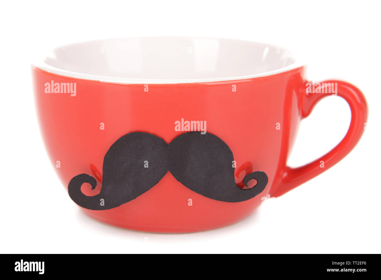 Cup with mustache isolated on white Stock Photo - Alamy