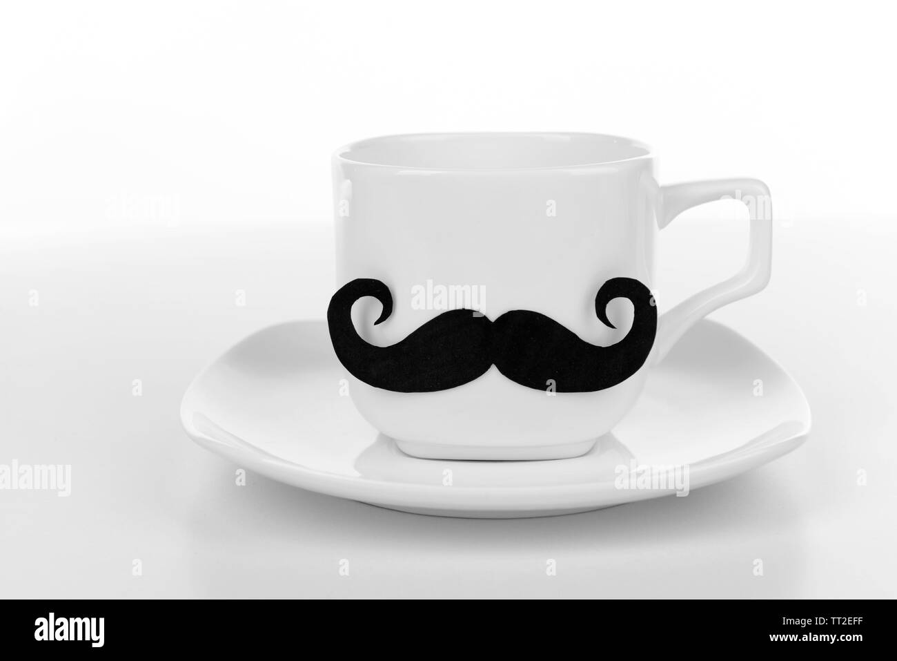 Cup with mustache isolated on white Stock Photo - Alamy
