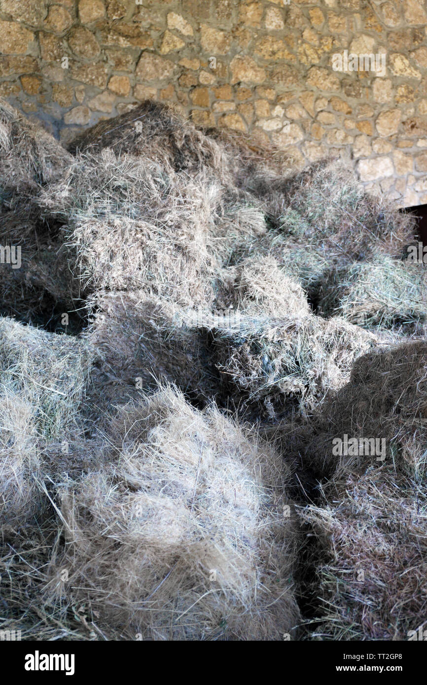Hay in hayloft Stock Photo - Alamy