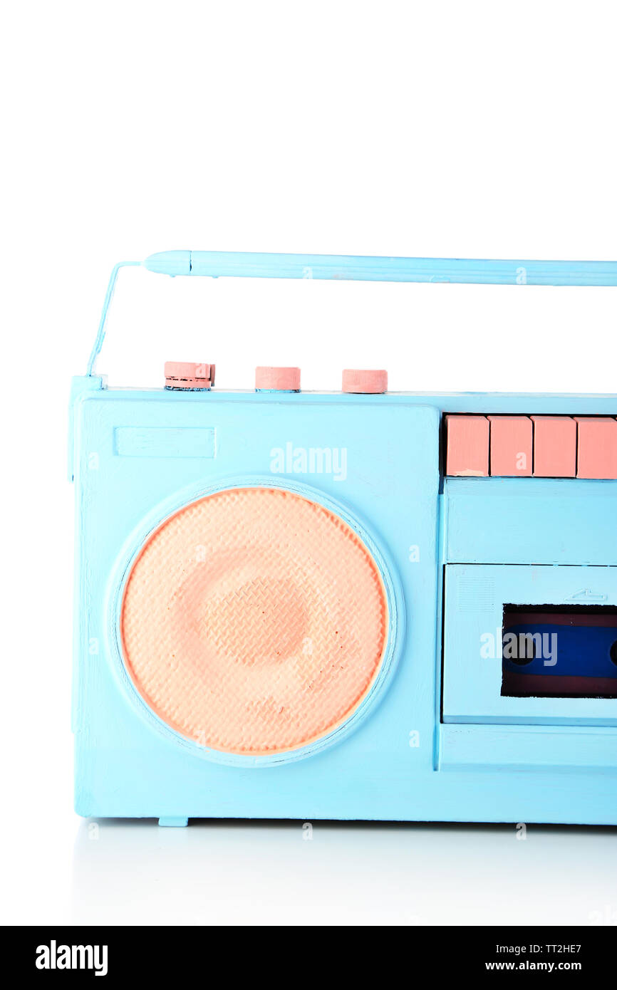 Colorful retro radio, isolated on white Stock Photo - Alamy