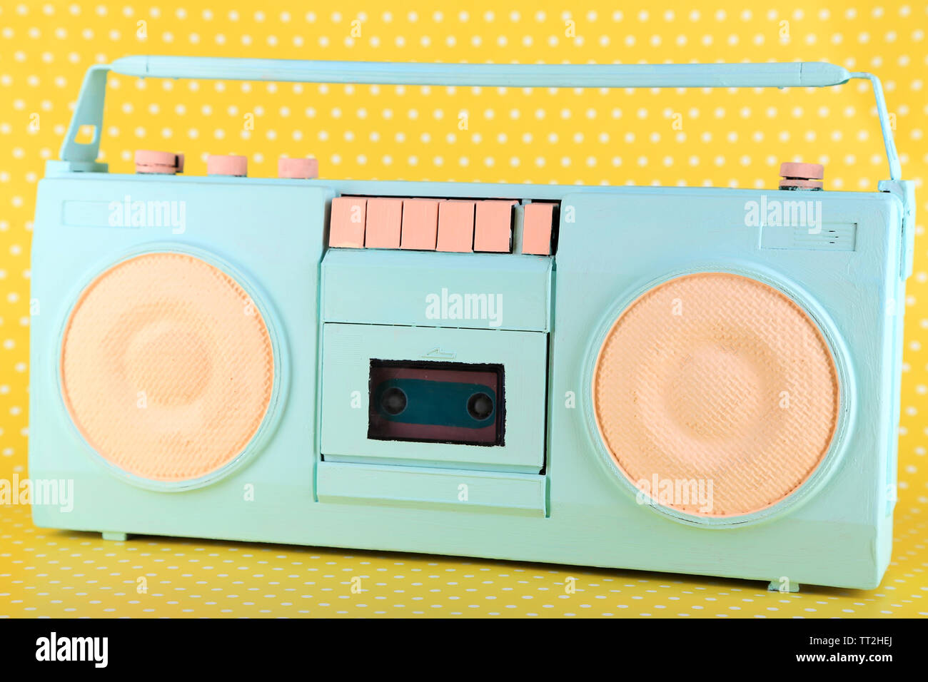 Colorful retro radio, on yellow background Stock Photo - Alamy