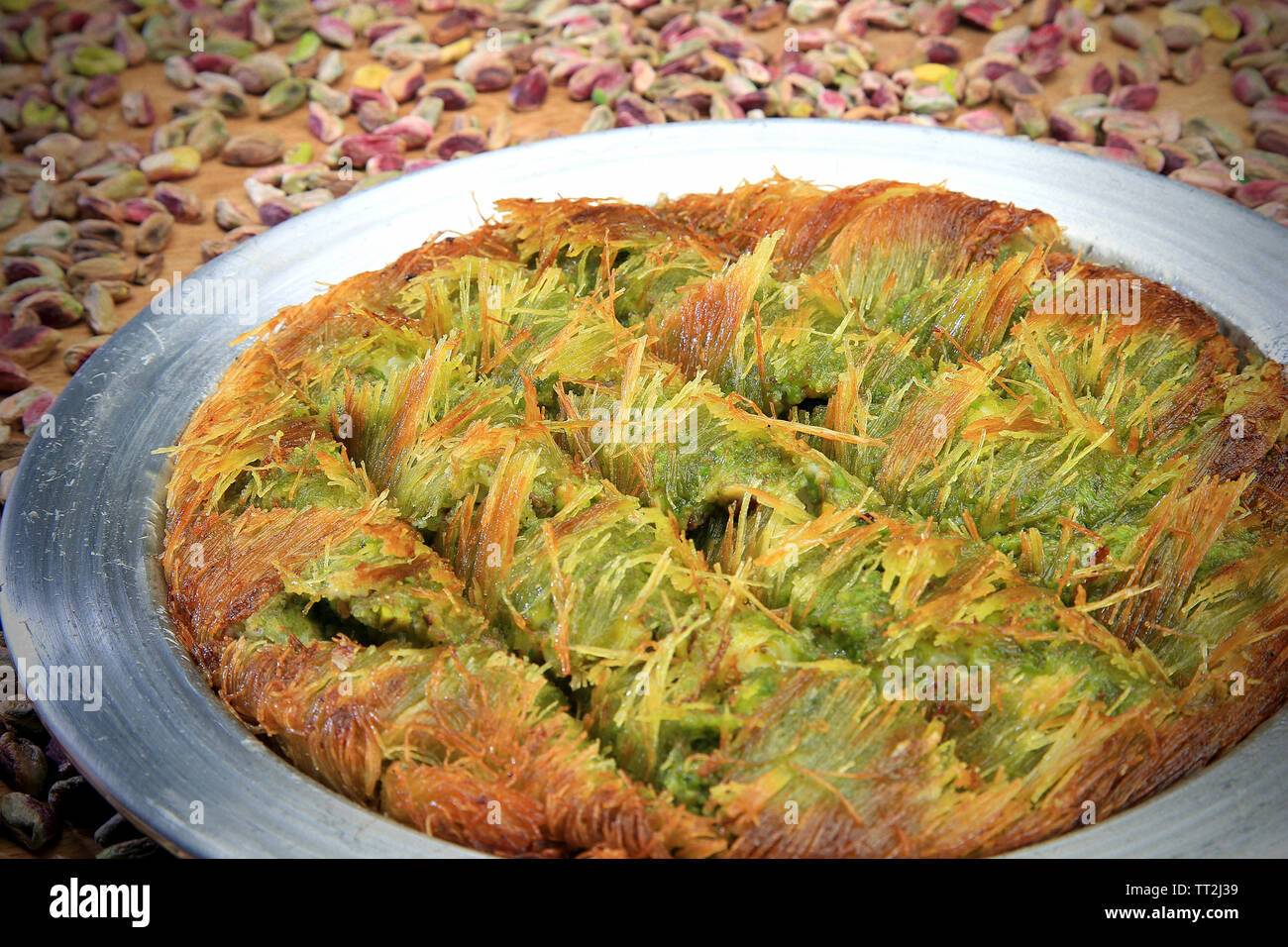 tel kadayif called pistachio dessert turkish cuisine Stock Photo - Alamy