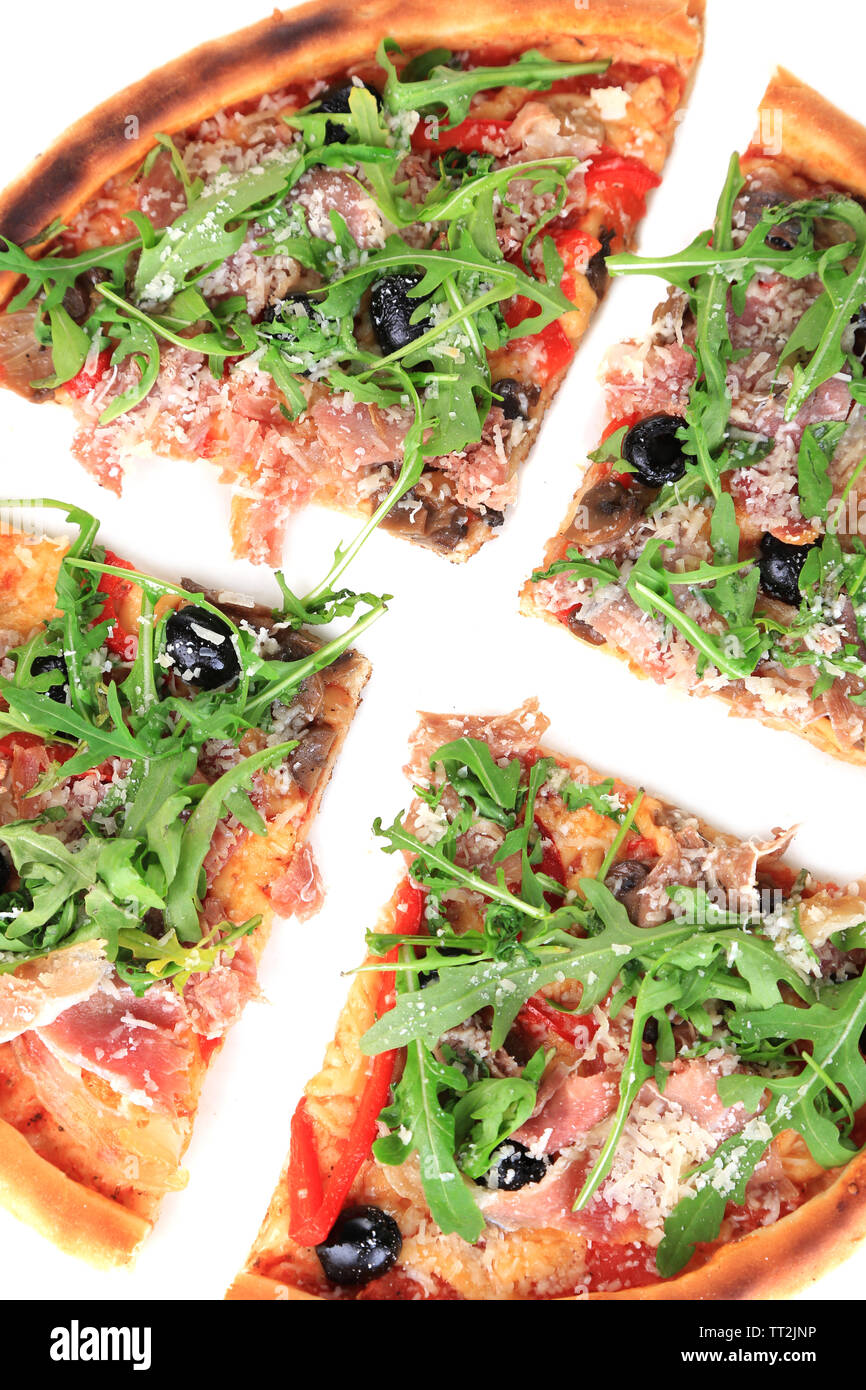 Pizza with arugula isolated on white Stock Photo - Alamy