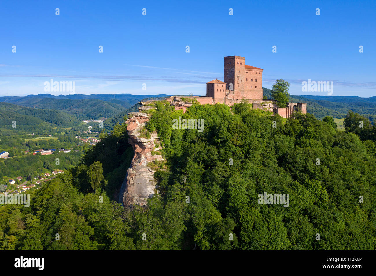 Aerial view of the Imperial castle Trifels, where Richard the Lionheart ...
