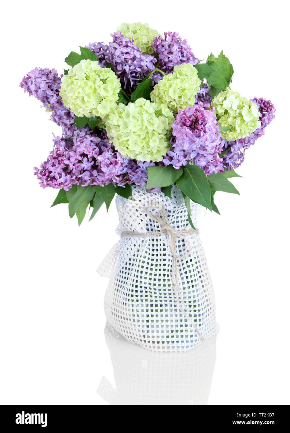 Beautiful spring flowers in vase isolated on white Stock Photo - Alamy